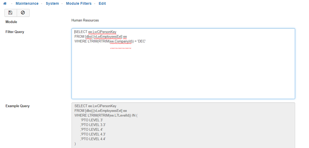 Module Employee Filters